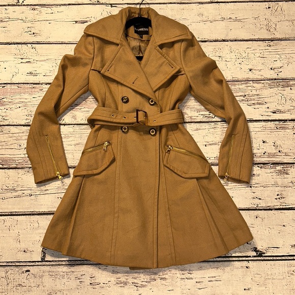 Express | Jackets & Coats | Express Wool Trench Coat Aframe Jacketcoat ...